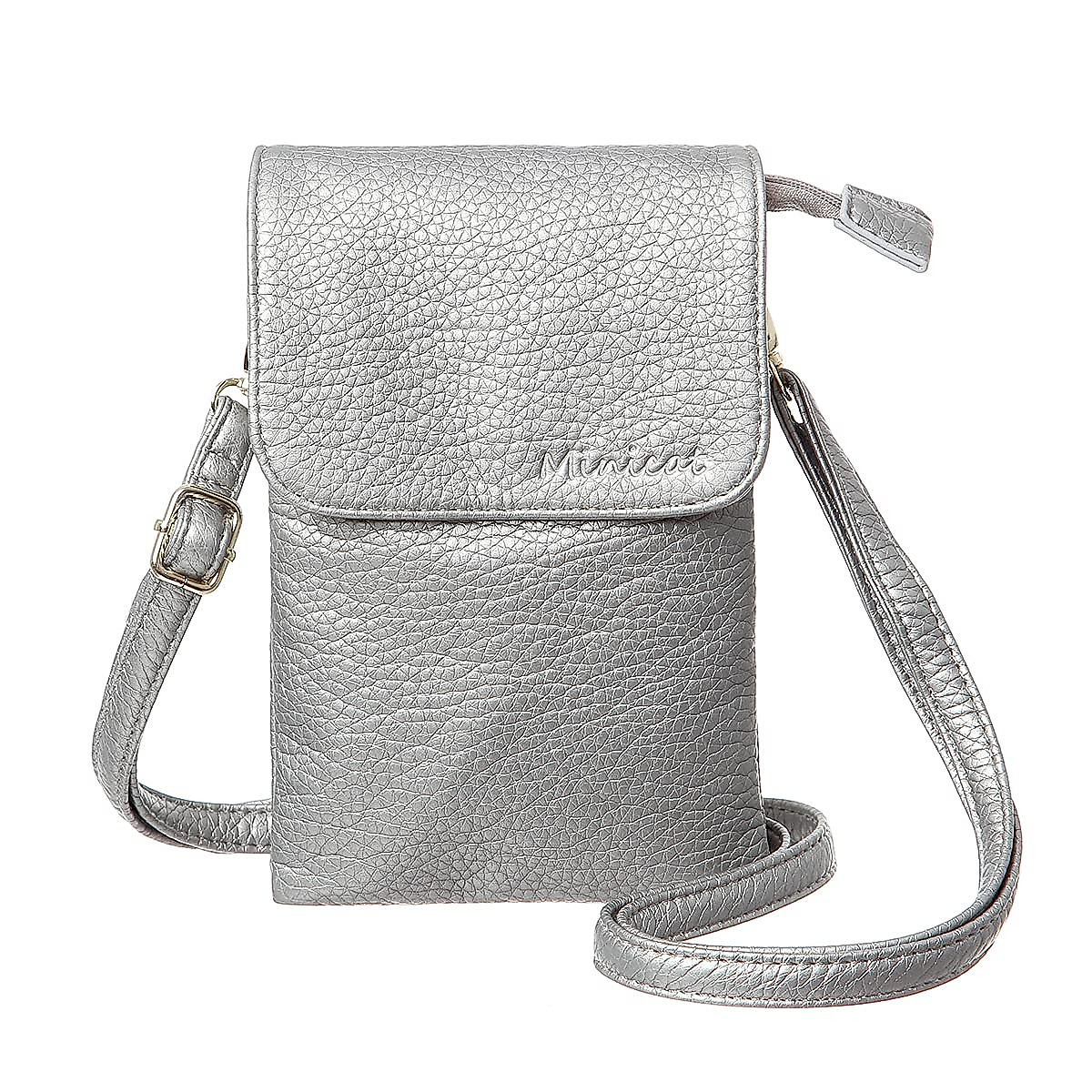 MINICAT Roomy Pockets Small Crossbody Bags Cell Phone Wallet Purses for Women(Silver)
