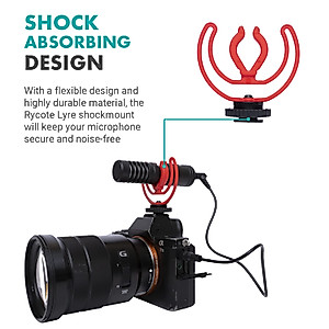 Movo SMVXR10RY Upgraded Rycote Lyre Shockmount for Shotgun Video Microphones 19mm to 22mm in Diameter. Shock Mount with Camera Shoe Mount VXR10, VXR10-PRO, and Similar On Camera Mics