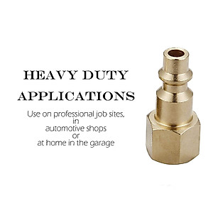 T TANYA HARDWARE Air Hose Fittings And Air Coupler Plug, Air Compressor Quick-Connect FNPT Female Plug Kit (Industrial Type D, 1/4-Inch NPT Female Thread, Solid Brass, 2 Piece)