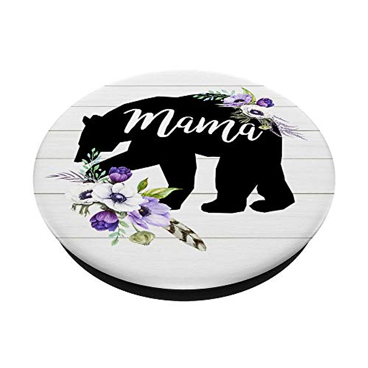 Rustic Mama Bear Watercolor Purple Floral on White PopSockets PopGrip: Swappable Grip for Phones & Tablets