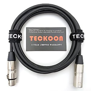 TECKOON XLR Male to Female Microphone Cable, Balanced Mic Patch Cord for Microphones, Mixers, Speakers, DMX Lighting, Studio and Live Applications- 6feet, 2pack