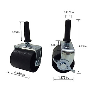 King's Brand Heavy Duty Caster Wheels for Bed Frame ~Set of 4~ (2 Locking & 2 None Locking)