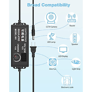 Aclorol Universal AC/DC Power Supply Adapter 48W AC 100-240V to DC 24V 2A 15V 12V 9V 6V 5V 3V 1A 1.5A 1000mA Power Supplies Adjustable Switching AC Adapter with Polarity Converter & 14 Tips