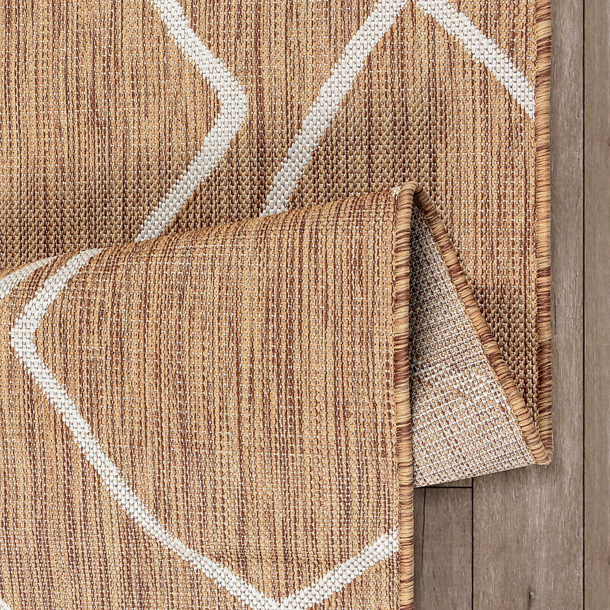 Adiva Rugs Outdoor Indoor Area Rug, Weather Resistant, Easy to Clean, Stain Resistant Floor Mat for Dining Room, Backyard, Deck, Patio (WOODEN, 5' x 7')