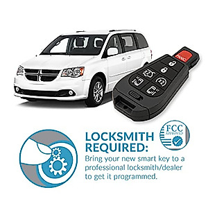 Keyless2Go Replacement for 7 Button Remote Key Chrysler Dodge Volkswagen IYZ-C01C 56046708 AG - with Durashell Technology