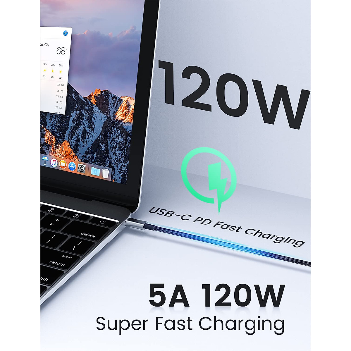 PDTXCLS Renkchip Thunderbolt 4 Cable, 3.28FT, Supports 8K Display/40Gbps Data Transfer and 120W Power Charging,for MacBook, iPad Pro and Other Type-C Devices