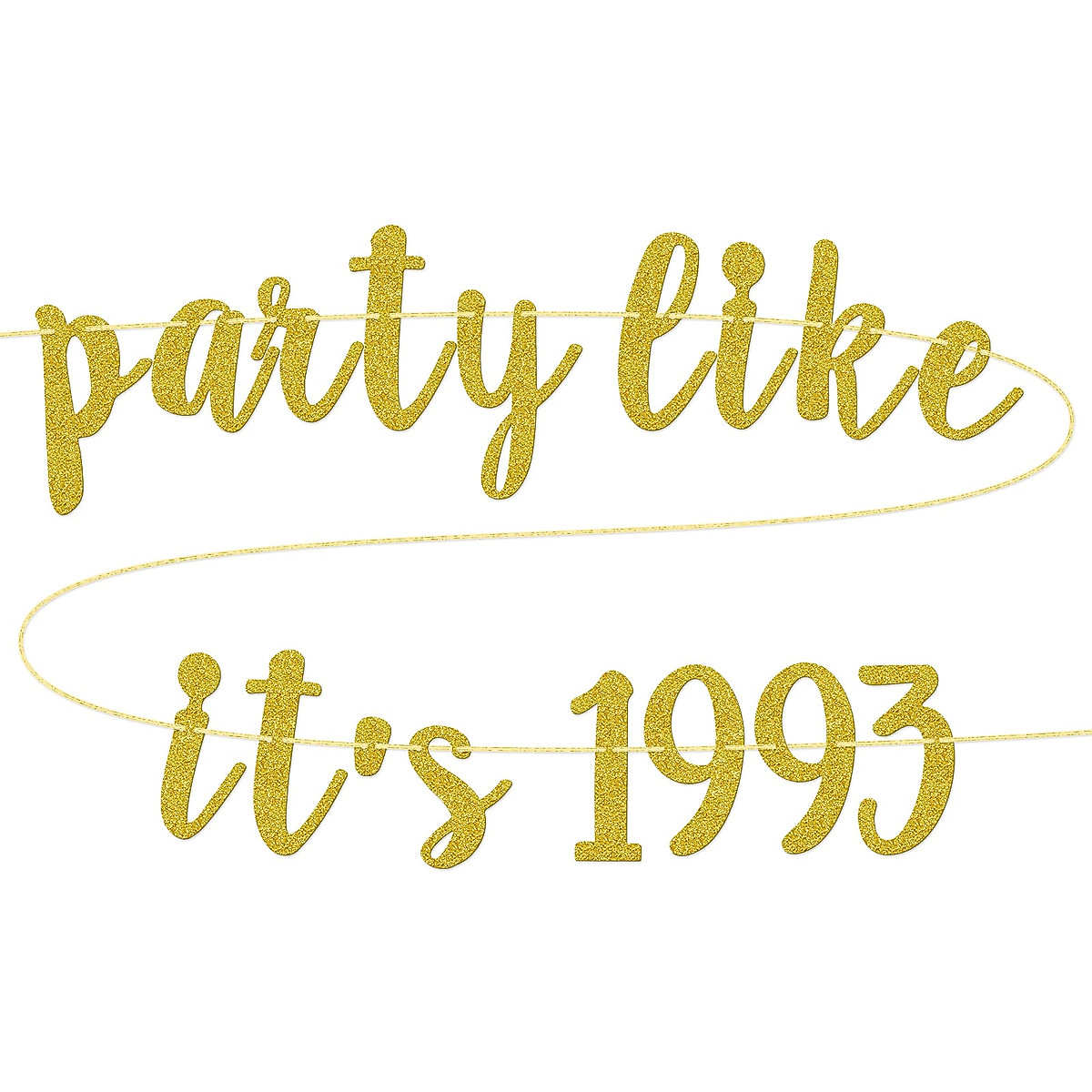Party Like It's 1993 Banner, 31th Birthday Anniversary Party Decorations, Back in 1993 Birthday Decor, Pre-Strung, Gold Glitter