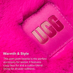 UGG Women's Faux Fur Beanie with Pom, Black, One Size