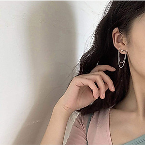 SLUYNZ 925 Sterling Silver Dangle Earrings Chain For Women Dangling Tassel Earrings Tiny Balls Stud (A-Silver)