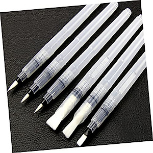 TEHAUX Water Brush Pen 9 Pcs White Ink Pen Set Water Brush Pen Water Soluble Colored Pencils Painting Pen Fountain Pen Flat Pen Colored Watercolor Brush Water Coloring Brush Pen