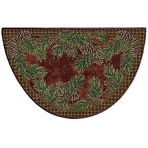 Brumlow MILLS Pine Cone Rustic Fall Winter Gingham Area Rug for Kitchen, Bathroom Mat, Doorway, Bedroom or Home Decor, 19" x 32", Burgundy