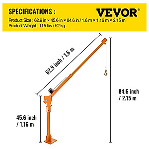 VEVOR Davit Crane, 2200 lbs Truck Crane, Wireless Remote Control Dock Crane, 12V 360° Swivel Electric Crane for Truck, Crane Hitch for Lifting Goods in Construction, Forestry, Factory, and Transport