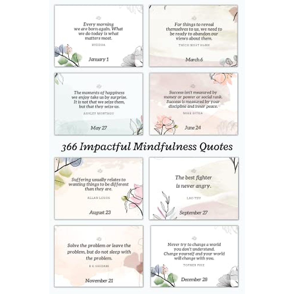 MESMOS Perpetual Desk Calendar with 366 Mindfulness Self Care Quotes, Cute Desk Accessories & Office Decor for Women, Relaxing & Inspirational Gifts for Women, Anxiety Relief Items, Desk Decorations