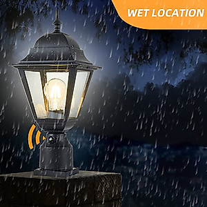 Windben Dusk to Dawn Outdoor Post Light,Lamp Post Light Fixture,Post Lantern with Pier Mount Base,Matte Black,7.4in,Suitable for Gardens,Yards,Balconies,Passages or Entrances,etc