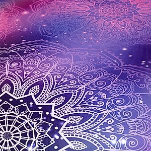 ARIGHTEX Iridescent Pink Purple Blue Mandala Duvet Cover 3 Pcs Boho Bedding Set Girly Duvet Cover (Twin)