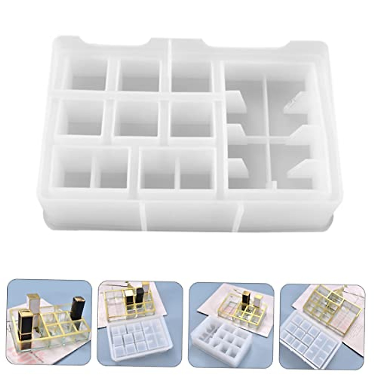 COHEALI Storage Box Mold Makeup Organizer Box Tray Mold Resin Tray Mold Handicraft DIY Silicone Box Epoxy Silicone Handicraft Mold Silicone DIY Molds Sturdy DIY Mold Silica Gel White