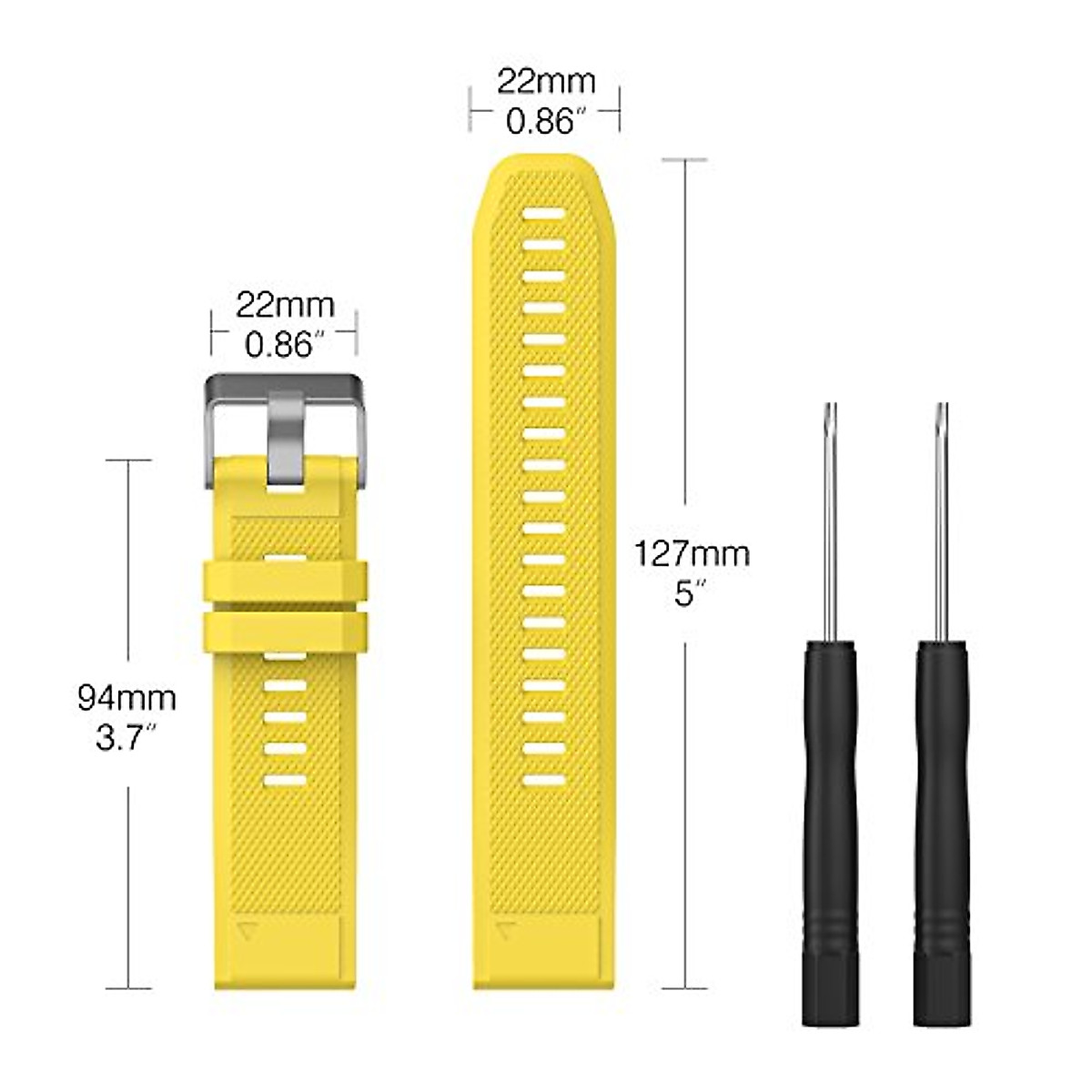 MoKo 22mm Band Compatible with Garmin Fenix 7/Fenix 6/6 Pro/Fenix 5/5 Plus/Forerunner 965/955/945/935/Aproach S60/S62/Quatix 6 /MARQ Smart Watch, Soft Silicone Replacement Strap, Yellow