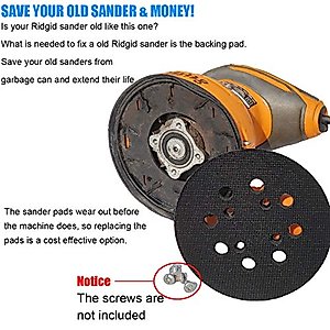 5" Hook and Loop Sander Pad for Ridgid R2600, R2601 Random Orbit Sanders - Replacement for Pad Part Number 300527002 - with Extra Hard Backing