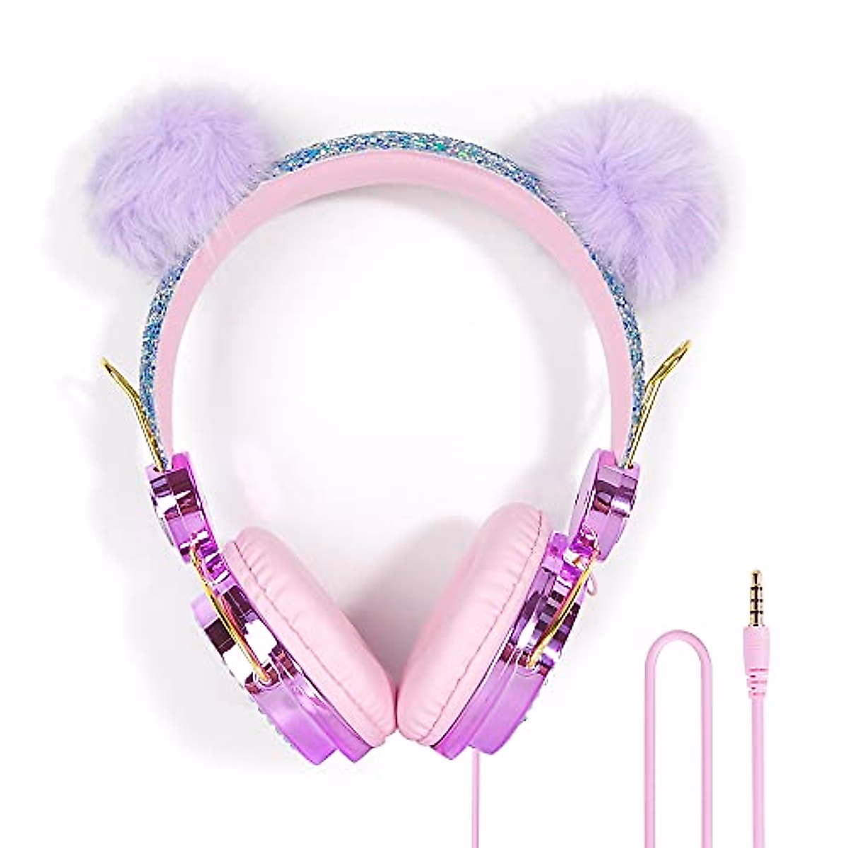Coholl Kids Headphones for Girls Children Teens Gaming Foldable Adjustable Headset with 85dB Volume Wired Headphones w/Microphone 3.5mm Jack Sound Over On Ear Headset for School Birthday Unicorn Gift
