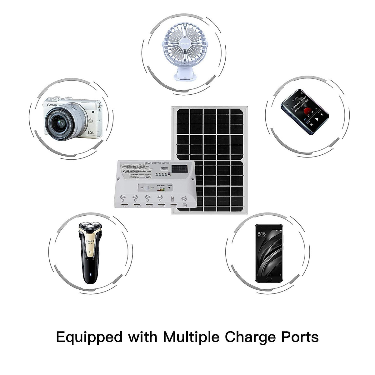 YINGHAO Solar Lights Indoor Home 4 Lights, 12 W Solar Panel & 2 Lights, 5.5W Solar Panel, Outdoor Waterproof Solar Lights for Garden, Yard, Camping, Shed, Barn, Garage