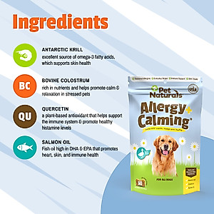 Pet Naturals Allergy Plus Calming Supplement for Dogs, Soft Chew, Duck Flavor, 60 Ct.