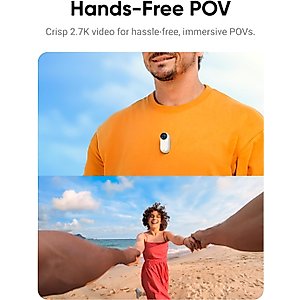 Insta360 GO 3 – Waterproof Mini Action Camera with 2.7K 2720 Video & 2936 Photo, FlowState Stabilization, POV Capture, AI Auto Editing, Action Pod Touch Screen and Wearable Camera Accessories(128GB)