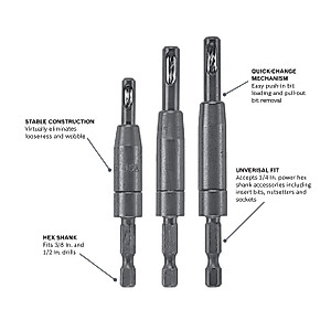 BOSCH Self-Centering Drill Bit Set + Impact Tough Quick Change Bit Holder
