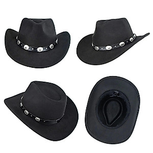 Vikodah Kids Wide Brim Western Cowboy Cowgirl Hat - Boys Girls Felt Fedora Hats for 2-6 Years