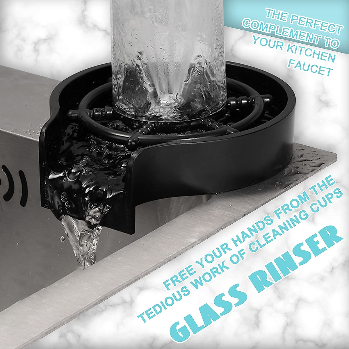 DVOLIKE Cup Washer Sink Attachment, Kitchen Sink Automatic Flushing Device High Pressure Cup Rinser Faucet Bottle Washer for Coffee Shop Cup Cleaner Bar Glass Cleaner