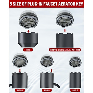 10-in-1 Faucet Aerator Removal Tool Kit, Heavy-duty Aerato Key for Threaded and Housed Aerateors,Fits M16.5 M18.5 M21.5 M22 M24 M28 TT TF STD TJ Sizes, Faucet Tool for Home Repair and Plumbing