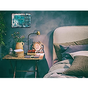 LAOTOART Inspirational Bathroom Decor Wall-Art for Bedroom - Teal Flower Motivational Quotes Wall Decor for Dining Room Canvas Wall Art Ready to Hang