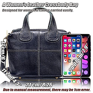 Top Grain Leather Hand Bag for Women, Classic Small Crossbody Shoulder Bag Purse, Ladies Small Tote Bags with Removable Strap