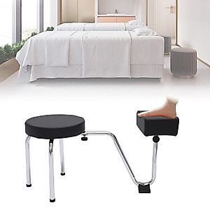 LiFuJunDong Modern Style Salon Spa Pedicure Stool, Foot Rest Stool Chair Height Length Adjustable, Lightweight Portable Nail Pedicure Stool for Beauty Salon Studio(Black)