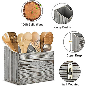 COZYYROME Utensil Holder for Counter Top Cooking Utensil Organizer with Dividers Storage Box for Utensils Crock Spoons Knives Forks Holder Flatware Organizer Utensil Crock Flatware Organizer