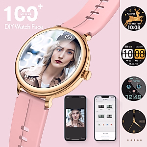 Weybon Smart Watch for Women Fitness Tracker: 1.09'' Touch Screen Smartwatch for Android & iOS Phone with Waterproof IP68 gold pink