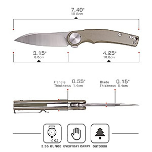 XTOUC Pocket Knife, Folding Knife for EDC, Front Flipper Pocket Knife for Men, D2 Steel Blade, Micarta Handle,Deep Carry Pocket Clip, Everyday Carry Knife for Camping, Outdoor, Hiking DT105