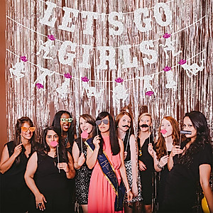 Silver Let's Go Girls Bachelorette Party Banner for Western Cowgirl, Last Rodeo Hoedown, Nash Bash Nashville Bachelorette Party Decorations