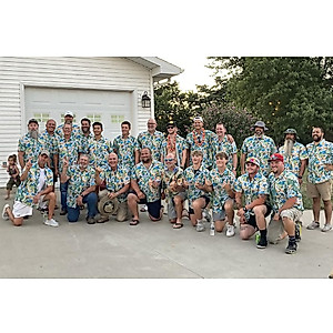 Damipow Hawaiian Shirts for Men Short Sleeve Aloha Beach Shirt Floral Summer Casual Button Down Shirts,White 5,L