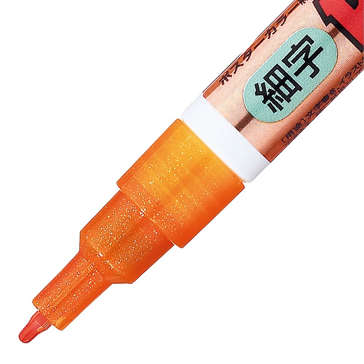 uni Posca Glitter Marker Pc-3ml 7C, Fine Point, 7 Colors Set