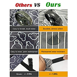 Reusable Grocery Bags with Wheels Foldable Shopping Bags - Waterproof & Strong(Grey Line)