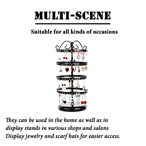 Qingsm 5-Tier Rotating 220-Hole Earring Holder Organizer,Metal Adjustable Jewelry Organizer Display Stand Hanging Towers