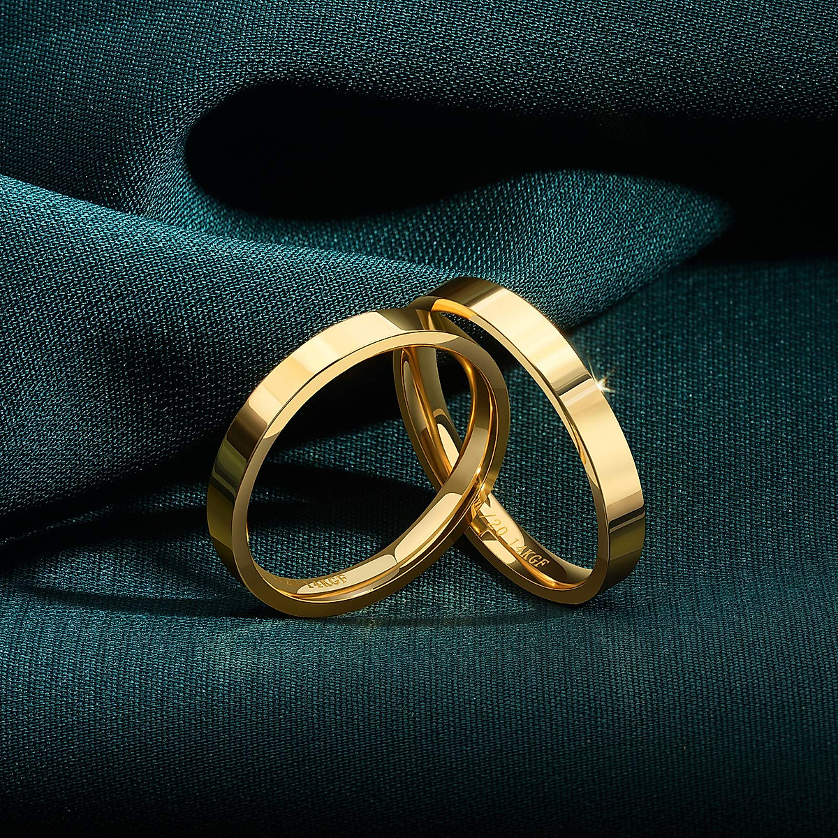 NOKMIT 3mm 14K Gold Filled Rings for Women Dainty Gold Stacking Stackable Band Thin Gold Thumb Pinky Finger Ring Non Tarnish Comfort Fit Size 4 to 11 (Gold,7)