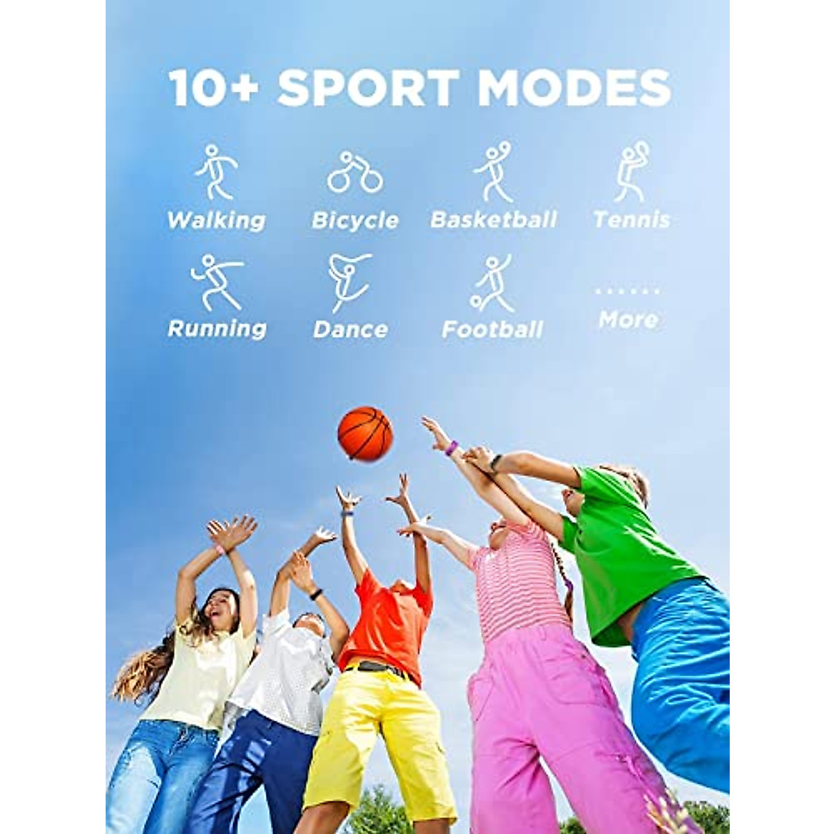 BIGGERFIVE Vigor 2 L Kids Fitness Tracker Watch for Boys Girls Ages 5-15, IP68 Waterproof, Activity Tracker, Pedometer, Heart Rate Sleep Monitor, Calorie Step Counter Watch, Blue