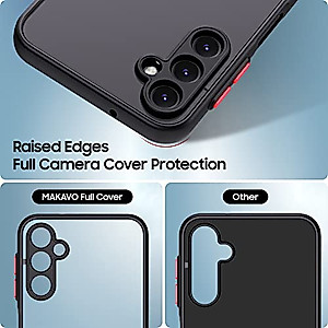 MAKAVO Slim Fit Galaxy A14 5G Case + Screen Protector - Ultra Thin, Camera Protection, Matte PC Back (Black)