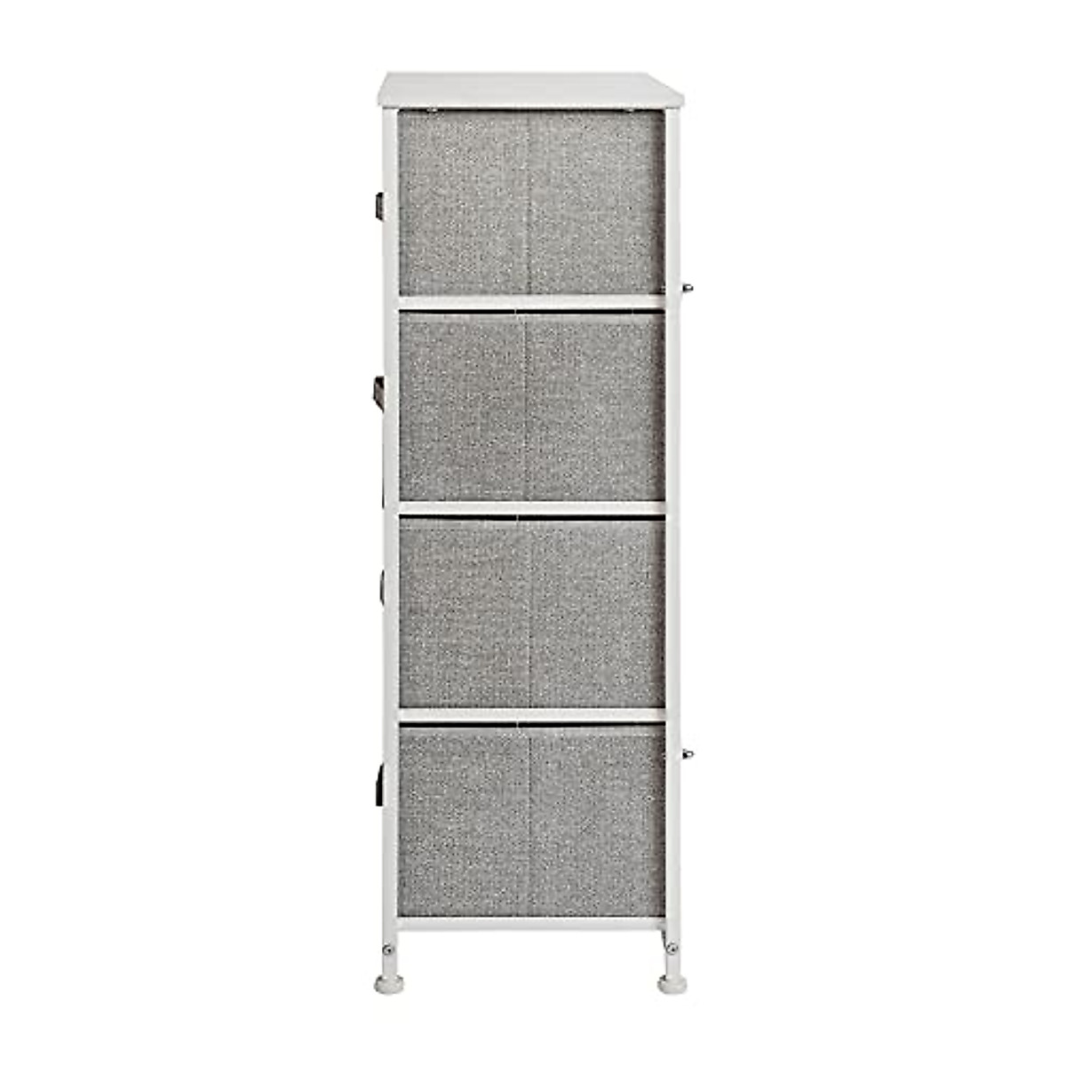 Flash Furniture 4 Drawer Storage Dresser - White Cast Iron Frame and Wood Top - 4 Easy Pull Light Gray Fabric Drawers
