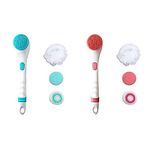 INGVY Dry Brushing Body Brush Long Handled Body Scrubber and for Cleansing Brush Waterproof for Shower (Color : Red)