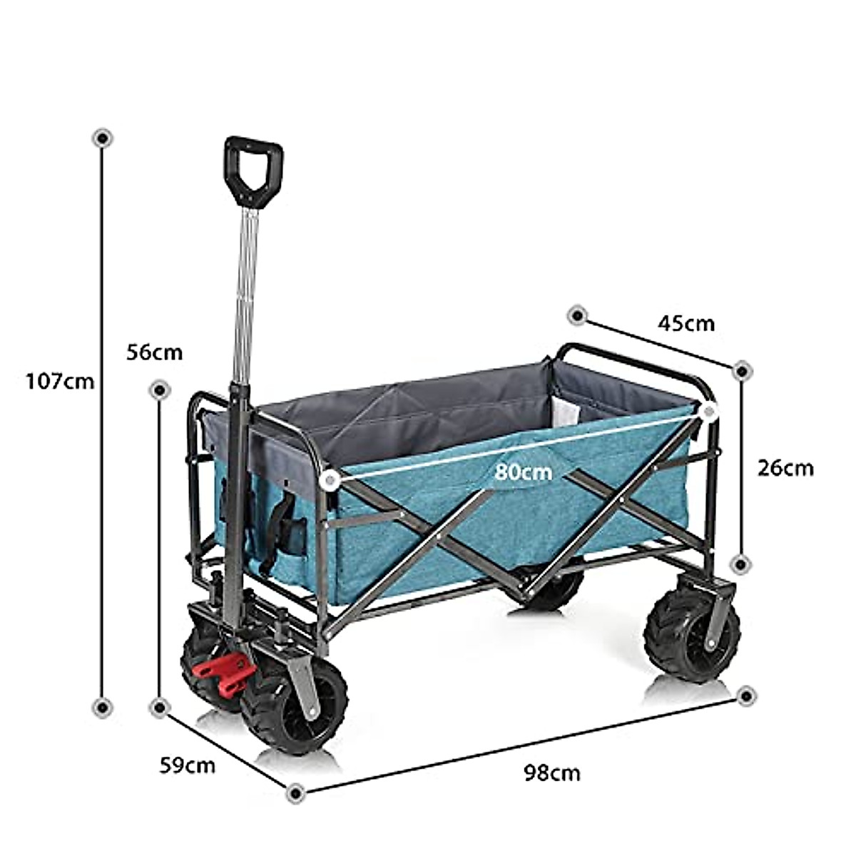 Suuim Collapsible Folding Wagon, Folding Camping Wagon,Collapsible Beach Garden Cart,Heavy Duty Utility Garden Yard Folding Cart,with Side Pocket Cup Holder