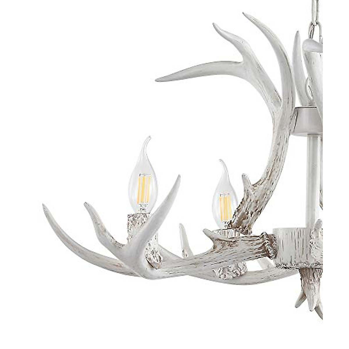 JONATHAN Y JYL6301B Eldora 26" Adjustable Resin Antler 4-Light LED Chandelier, Glam, Rustic,Cottage,Transitional, Dimmable Dining Room, Living Room, Kitchen, Foyer, Bedroom, White