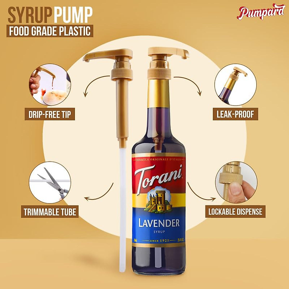 Pumpard Syrup Pump – Mess-Free Coffee Syrup Dispenser with Air-Tight, Leak-Proof Design, Compatible with Most 750ml & 1L Bottles