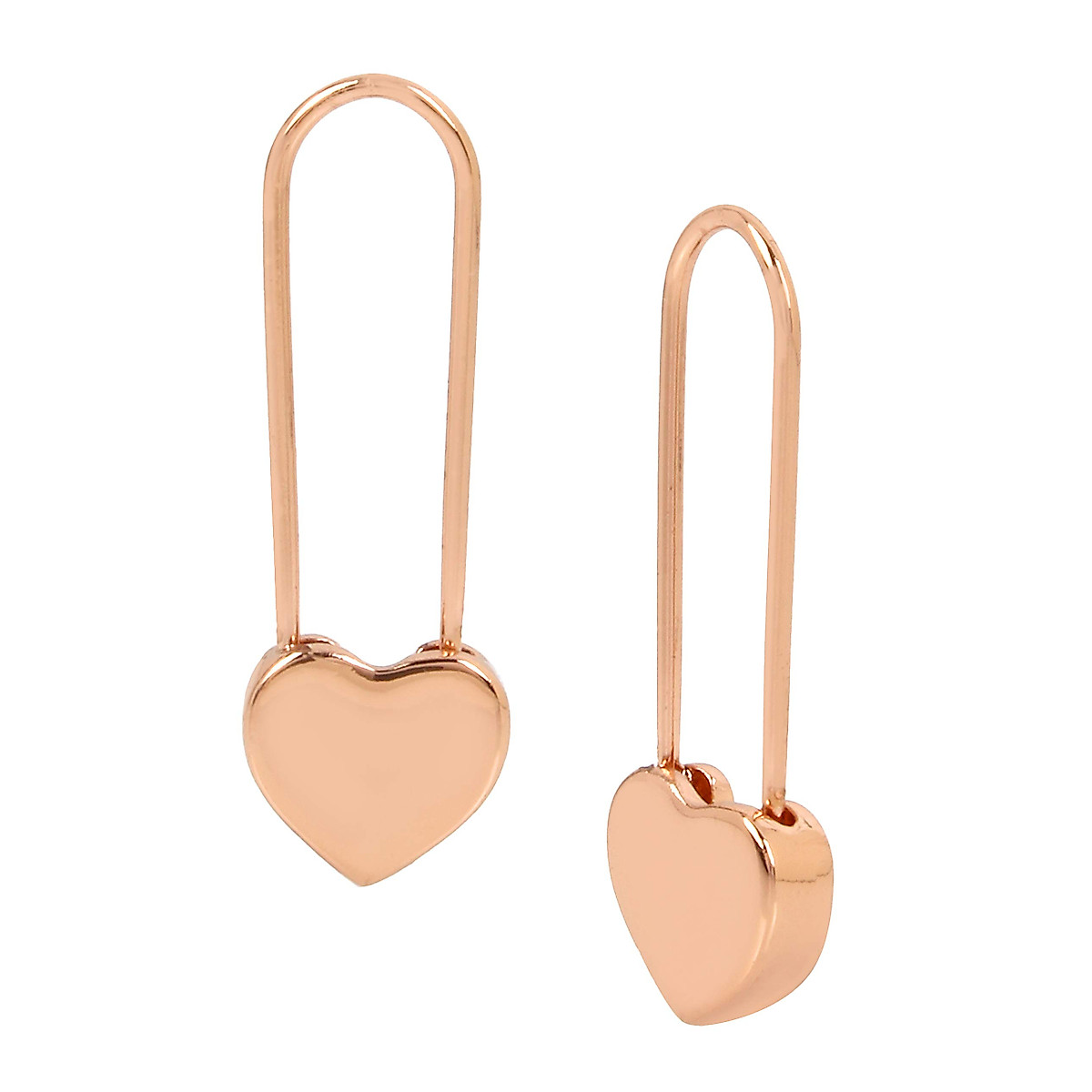 Betsey Johnson Rose Gold Heart Safety Pin Earrings